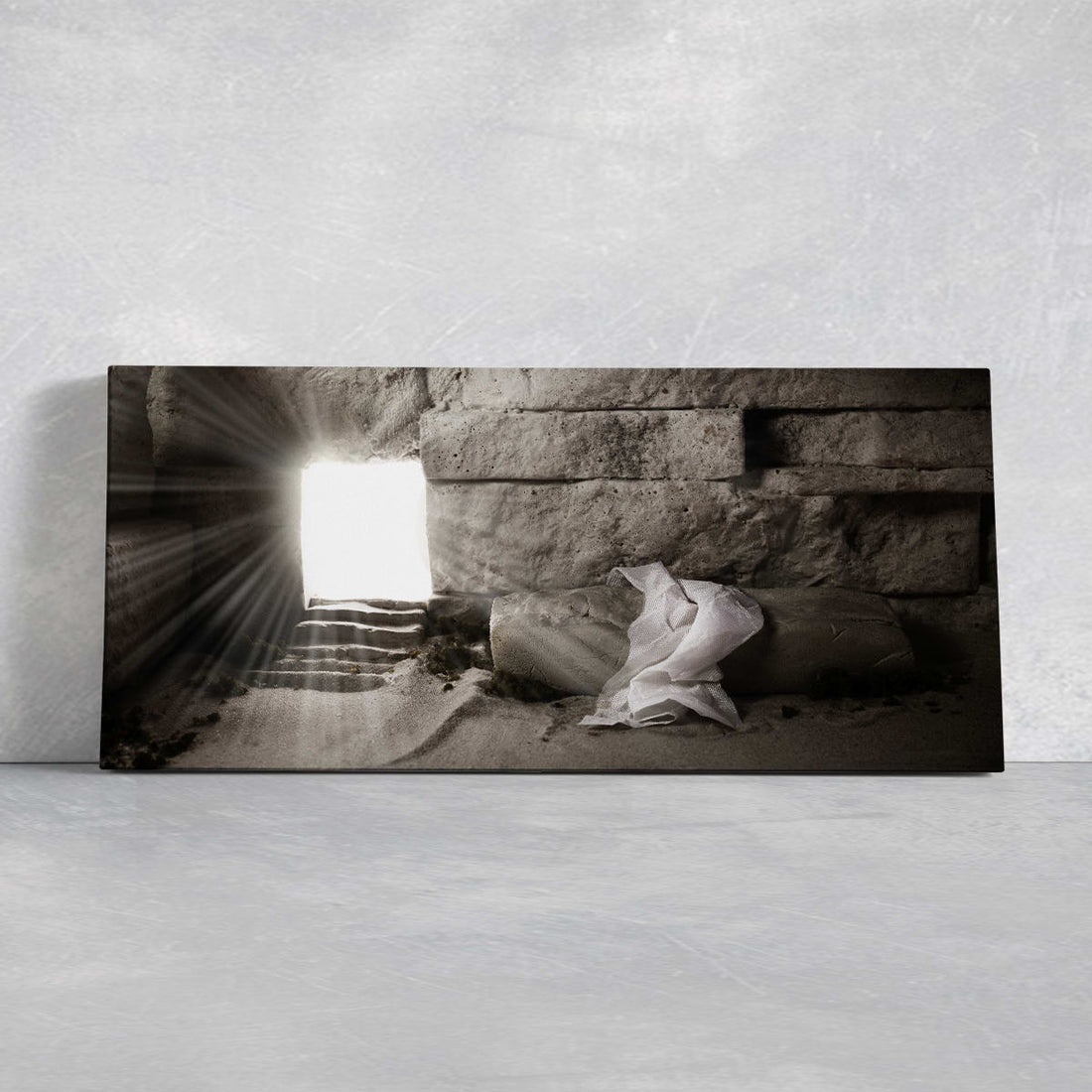Jesus Empty Tomb Painting | Religious Canvas Wall Art For Praying Room