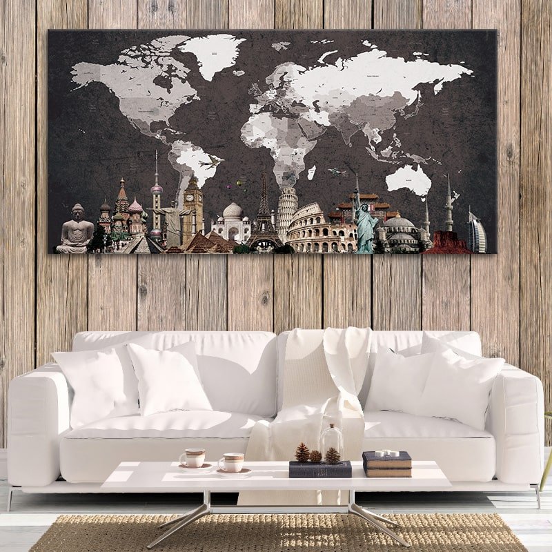 Old World Map Monuments Wall Decor I By Stunning Canvas Prints