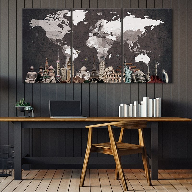 Old World Map Monuments Wall Decor I By Stunning Canvas Prints