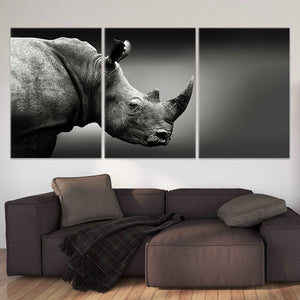 Black And White Rhino Wall art Multi Panel Canvas | Stunning Canvas