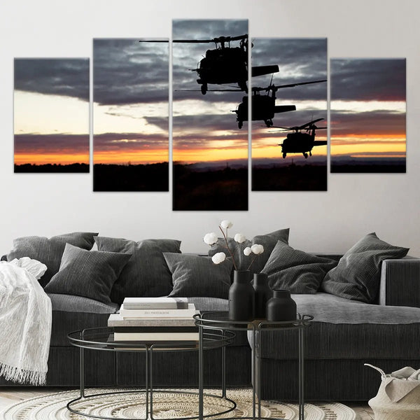 Three Military Helicopters Wall Art For Living Room | Stunning Canvas