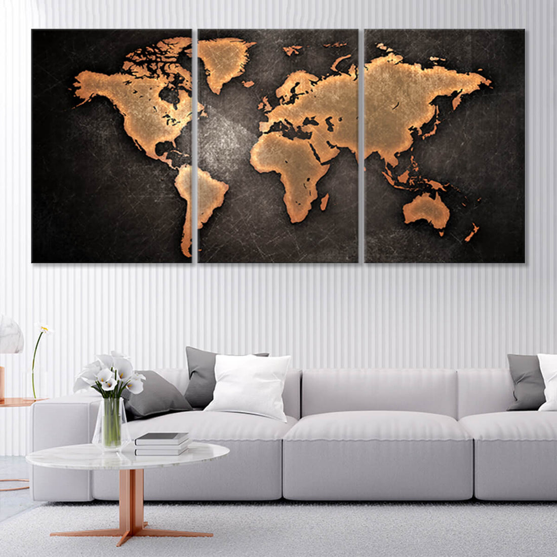 Large World Map On Canvas, World Map Print, World Atlas Wall Art