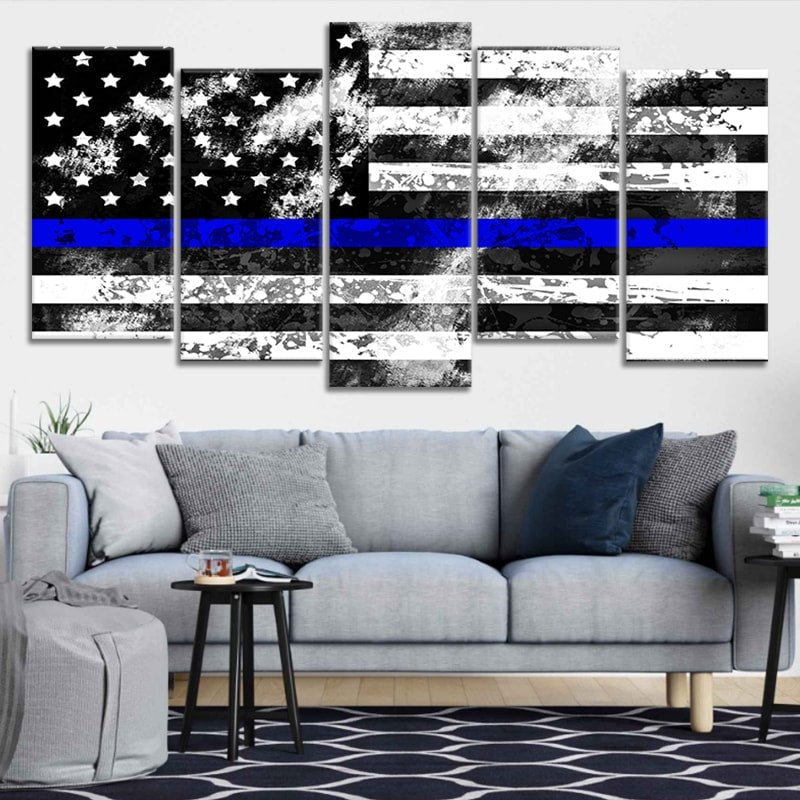 Thin Blue Line Wall Art: Large Canvas Print, Art Print & Wall Painting
