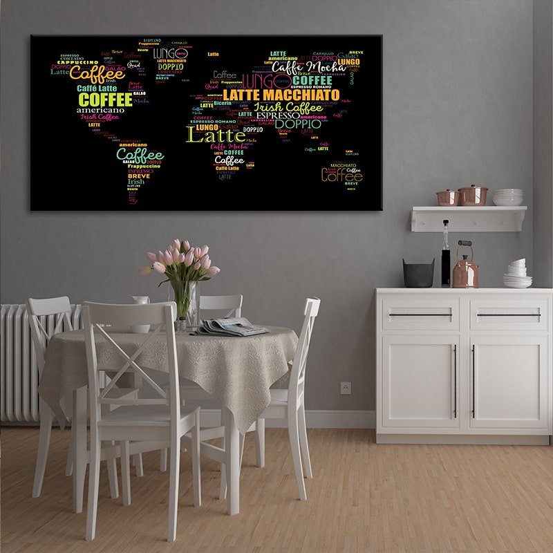Coffee World Map Wall Art: Canvas Prints, Art Prints & Wall Paintings